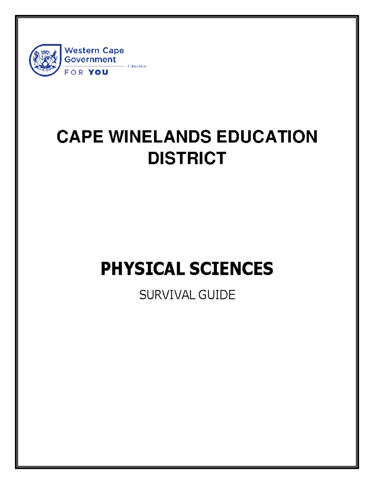 Physical Sciences Survival Kit - CAPE WINELANDS EDUCATION DISTRICT ...