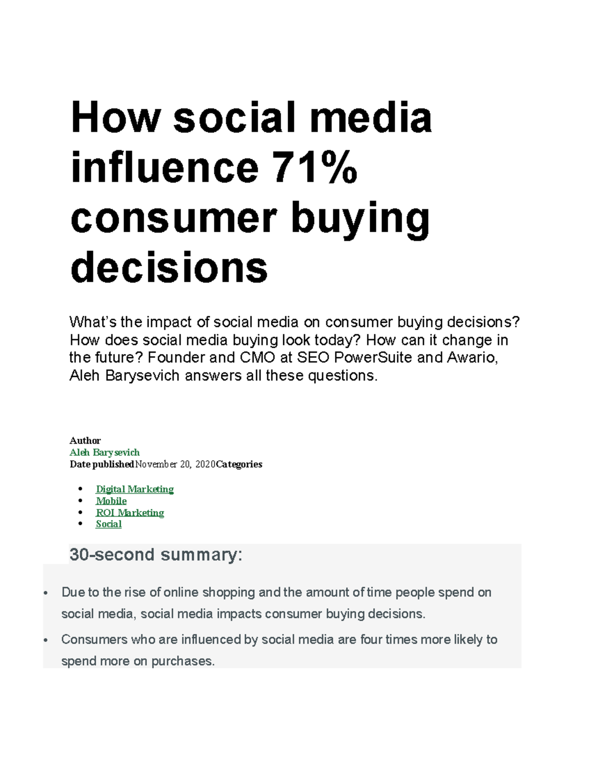 How social media influence 71 - How social media influence 71% consumer ...