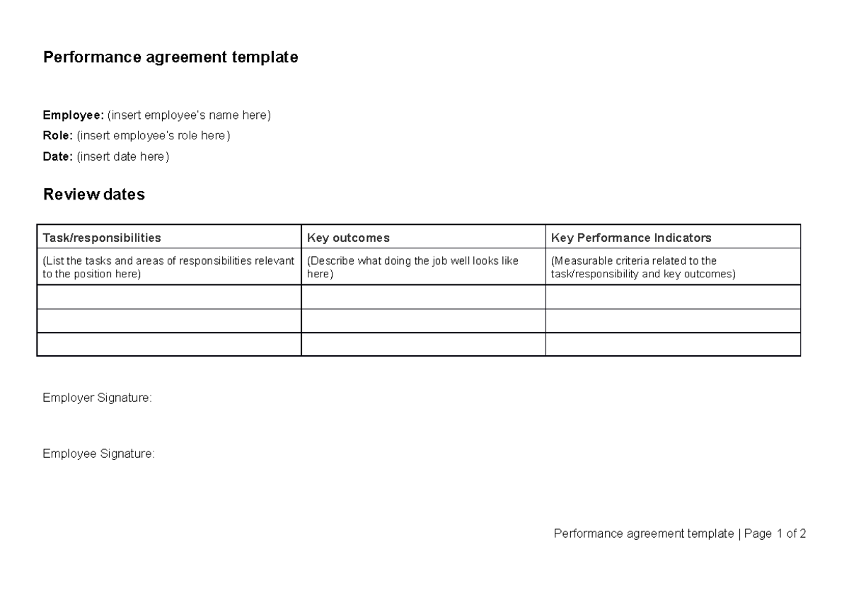 Performance-agreement-template - Performance agreement template ...