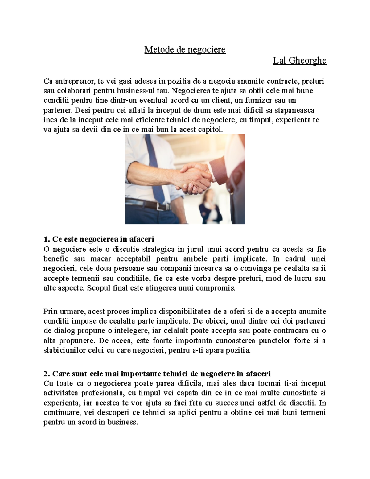 Metode de negociere - Negocierea te ajuta sa obtii cele mai bune ...