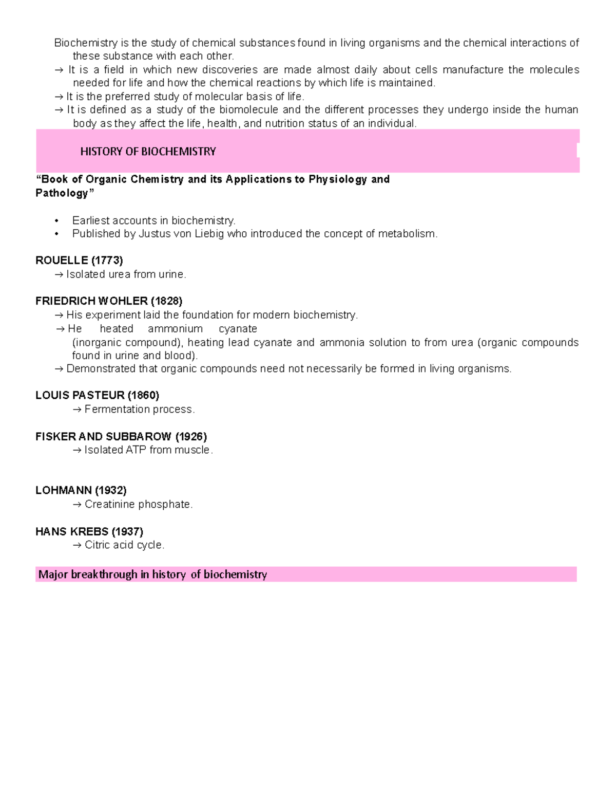 Biochemistry is the study of chemical substances found in living ...