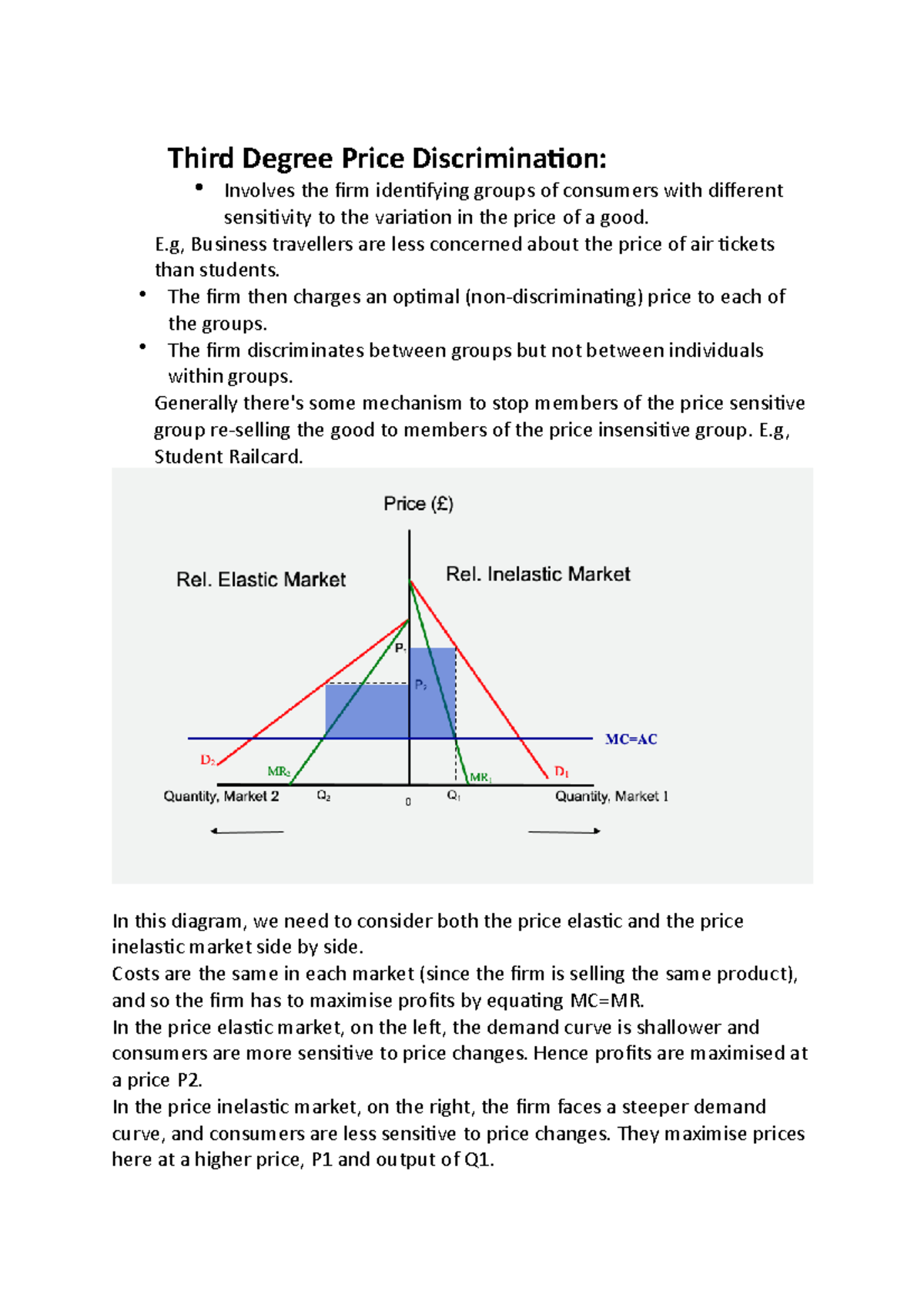 Third Degree Price Discrimination - E, Business travellers are less ...