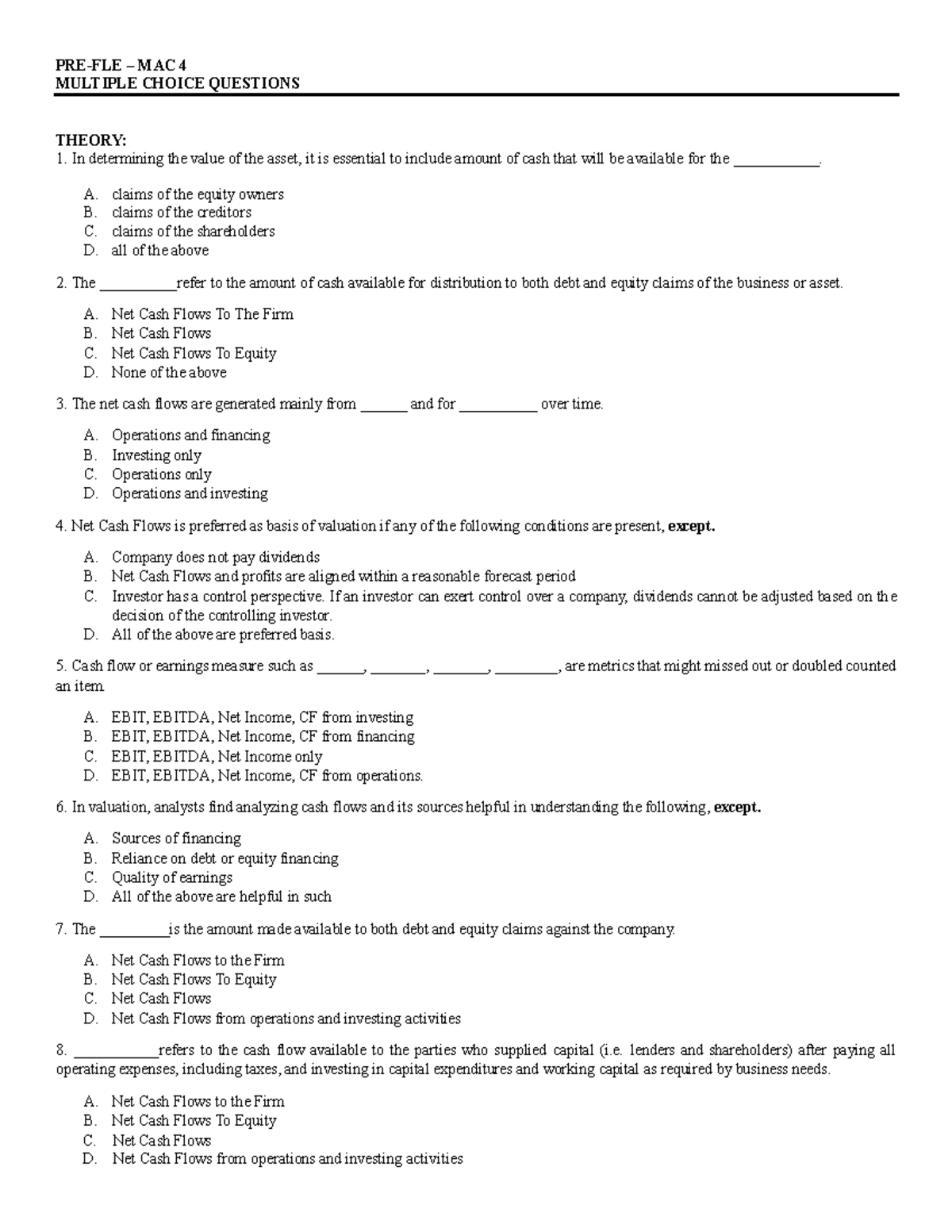 Discounted CF - to learn any accounting methods - PRE-FLE – MAC 4 ...