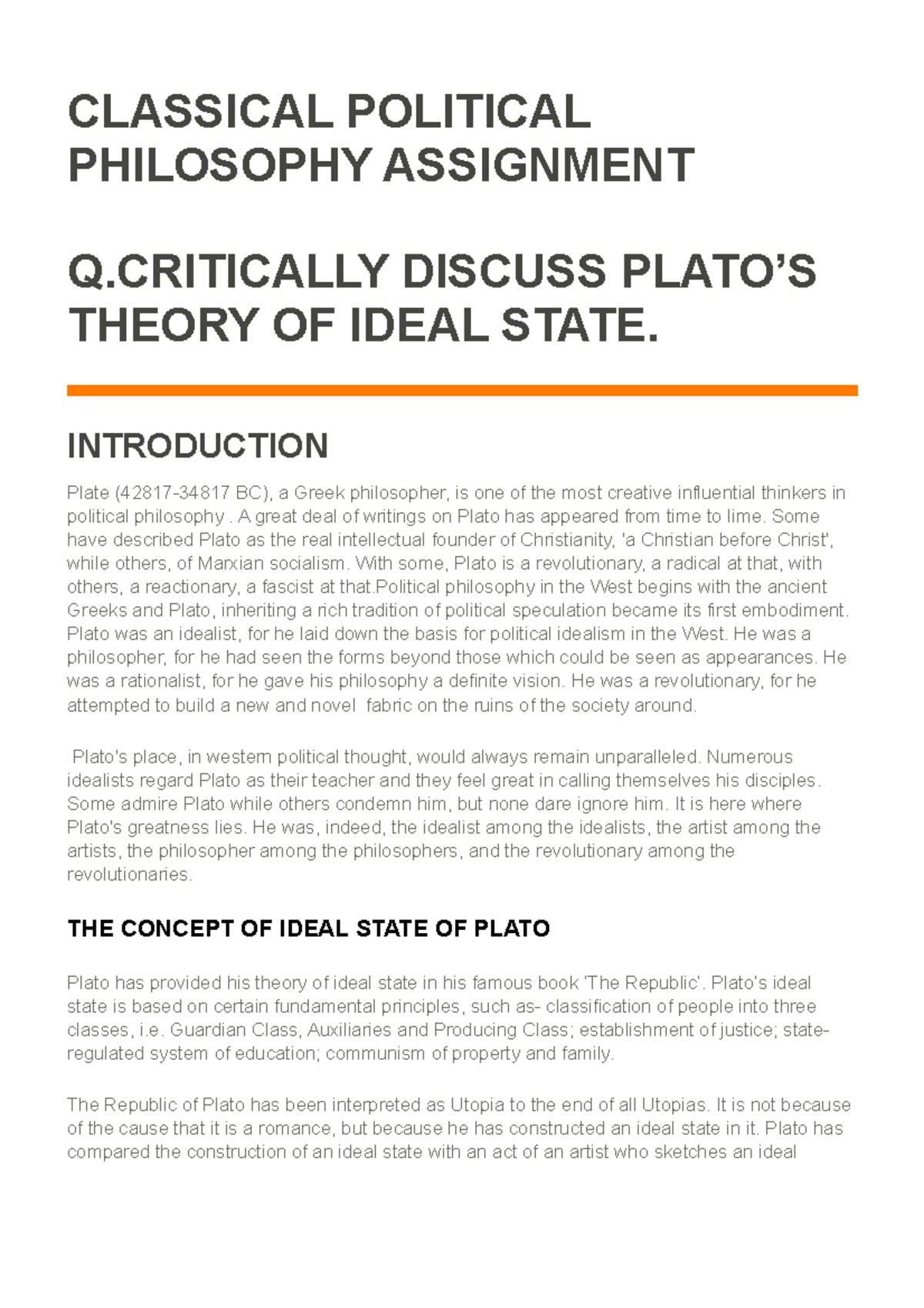 Classical Political Philosophy - CLASSICAL POLITICAL PHILOSOPHY ...