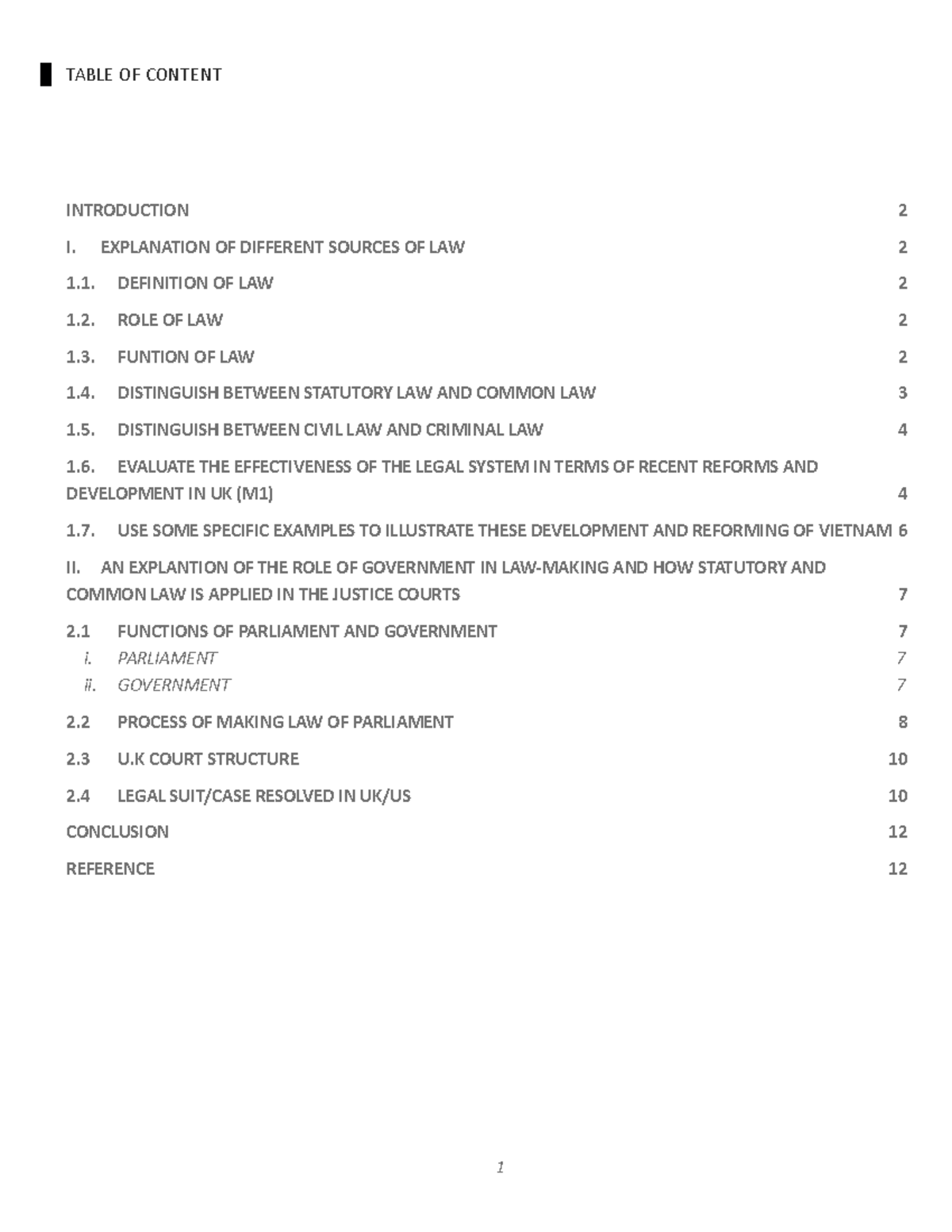 Business Law - TABLE OF CONTENT INTRODUCTION I. EXPLANATION OF ...