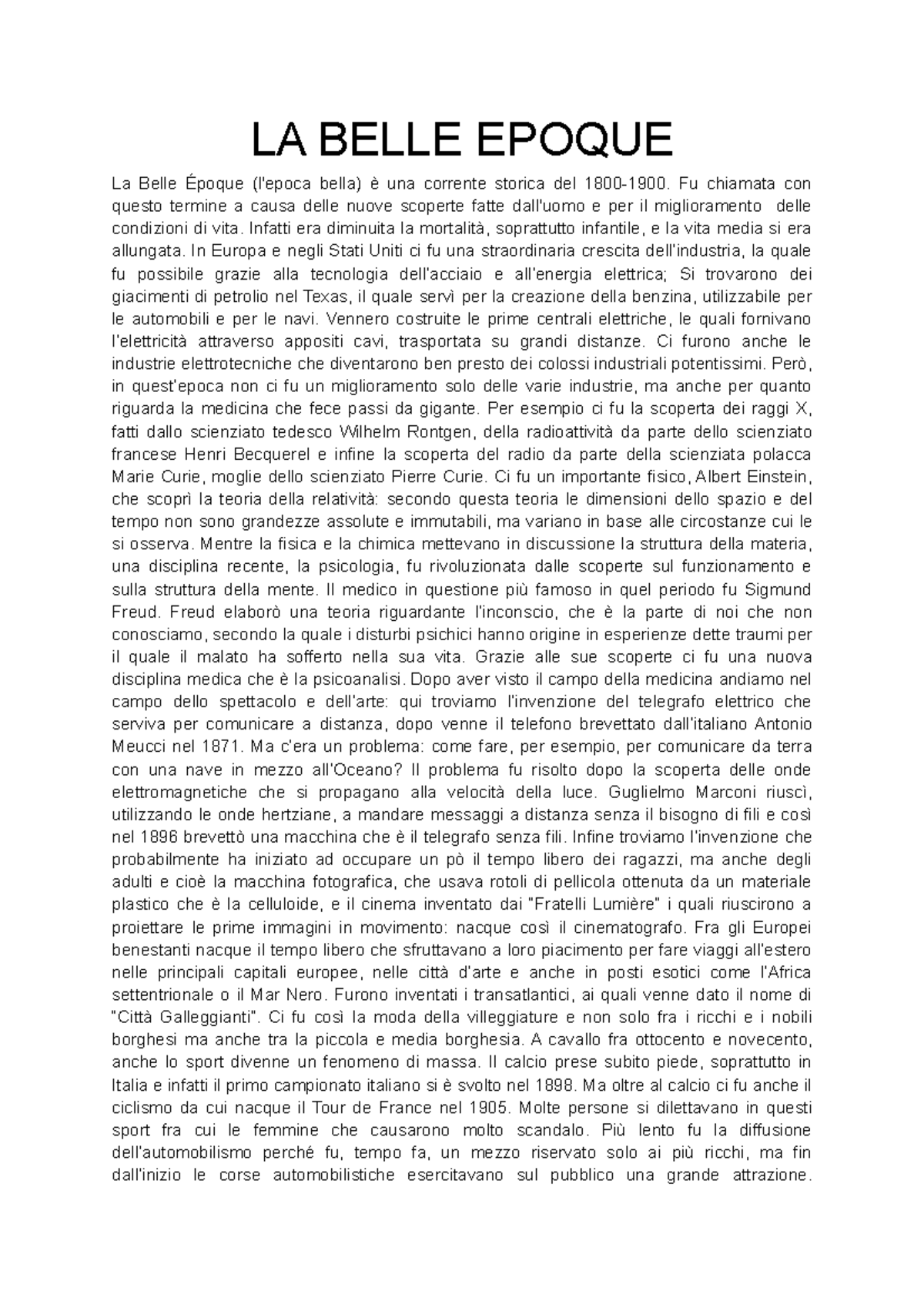 La belle epoque - LA BELLE EPOQUE La Belle Époque (l'epoca bella) è una ...