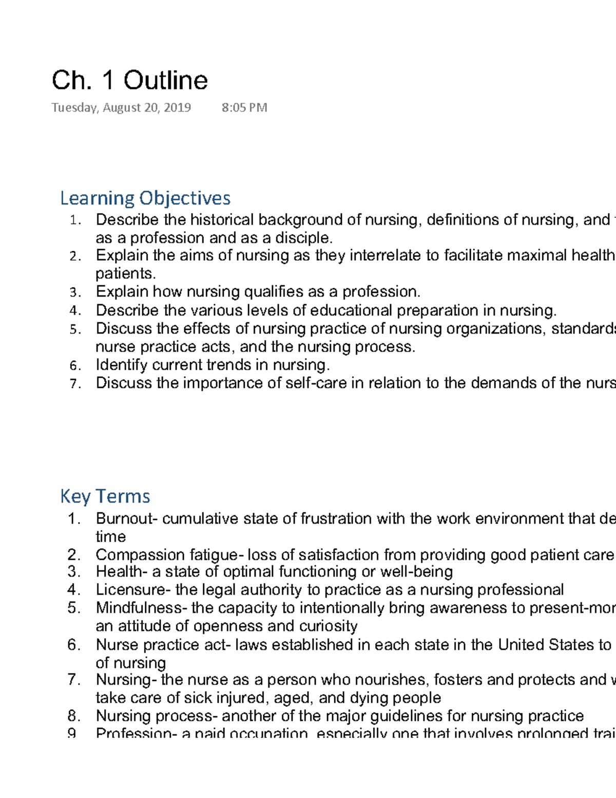 Ch. 1 Outline (N200) - Lecture notes 1 - Warning: TT: undefined ...
