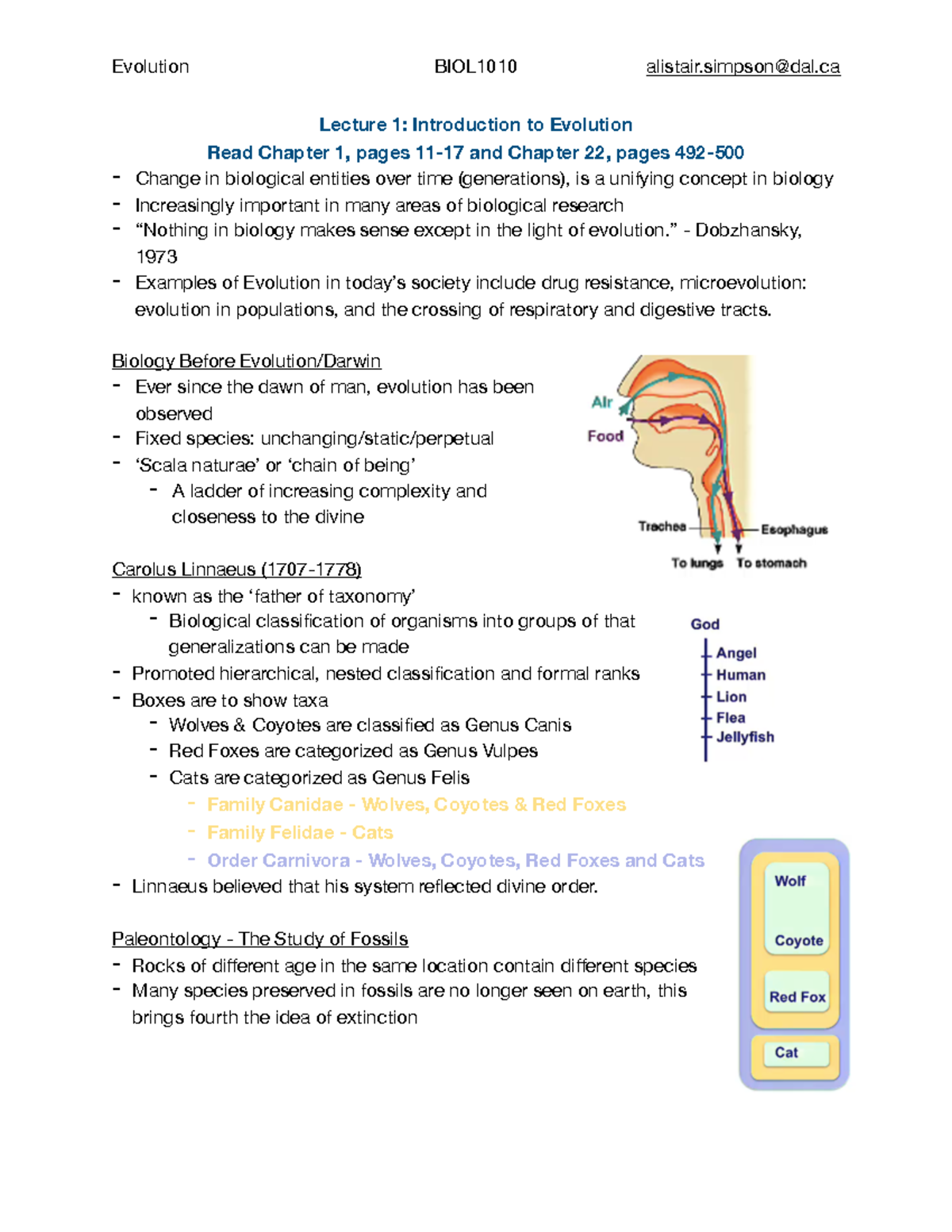 Evolution Unit notes - Lecture 1: Introduction to Evolution Read ...