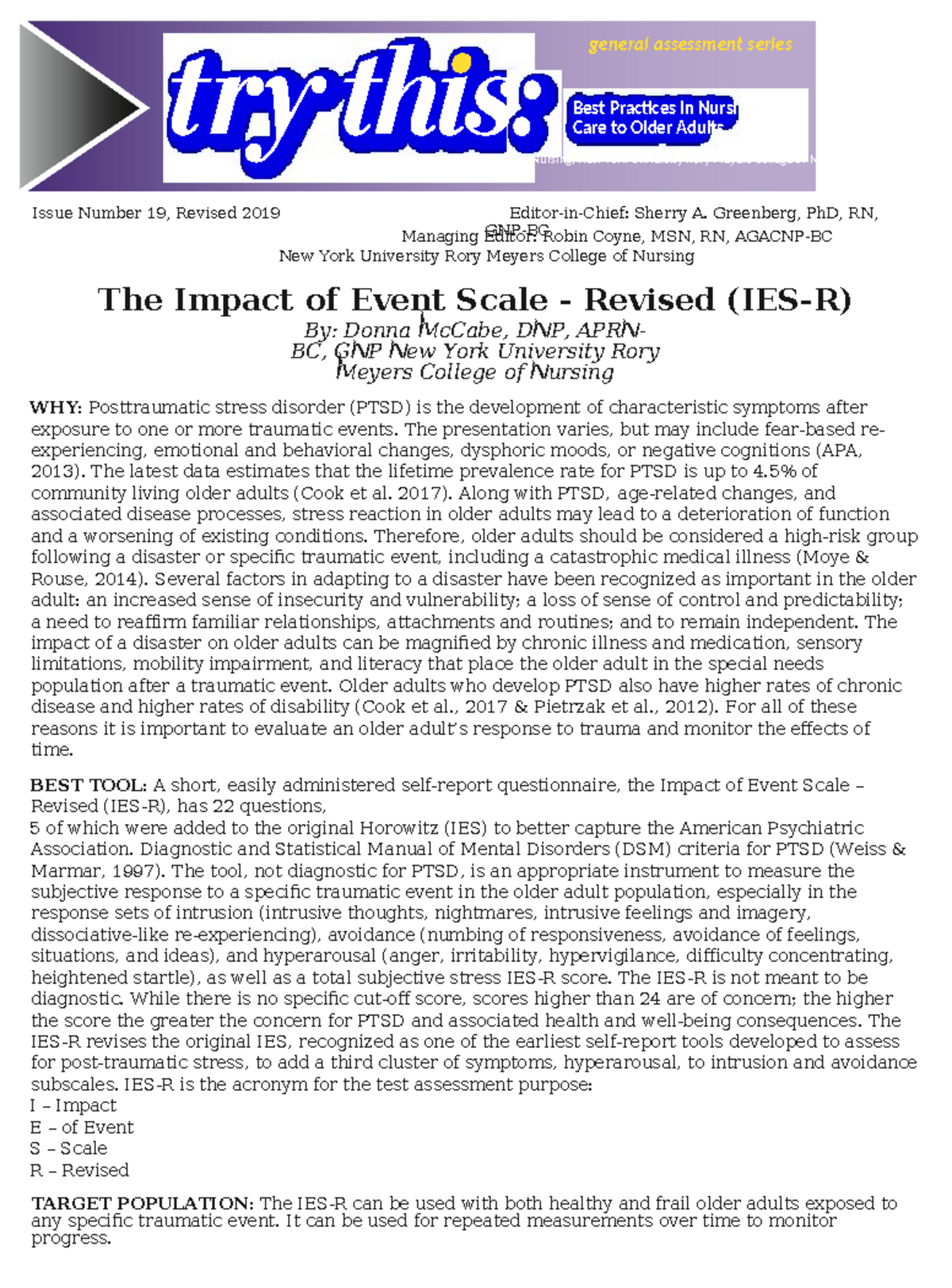 Impact of Event Scale-Revised.pdf - Managing Editor: Robin Coyne, MSN ...