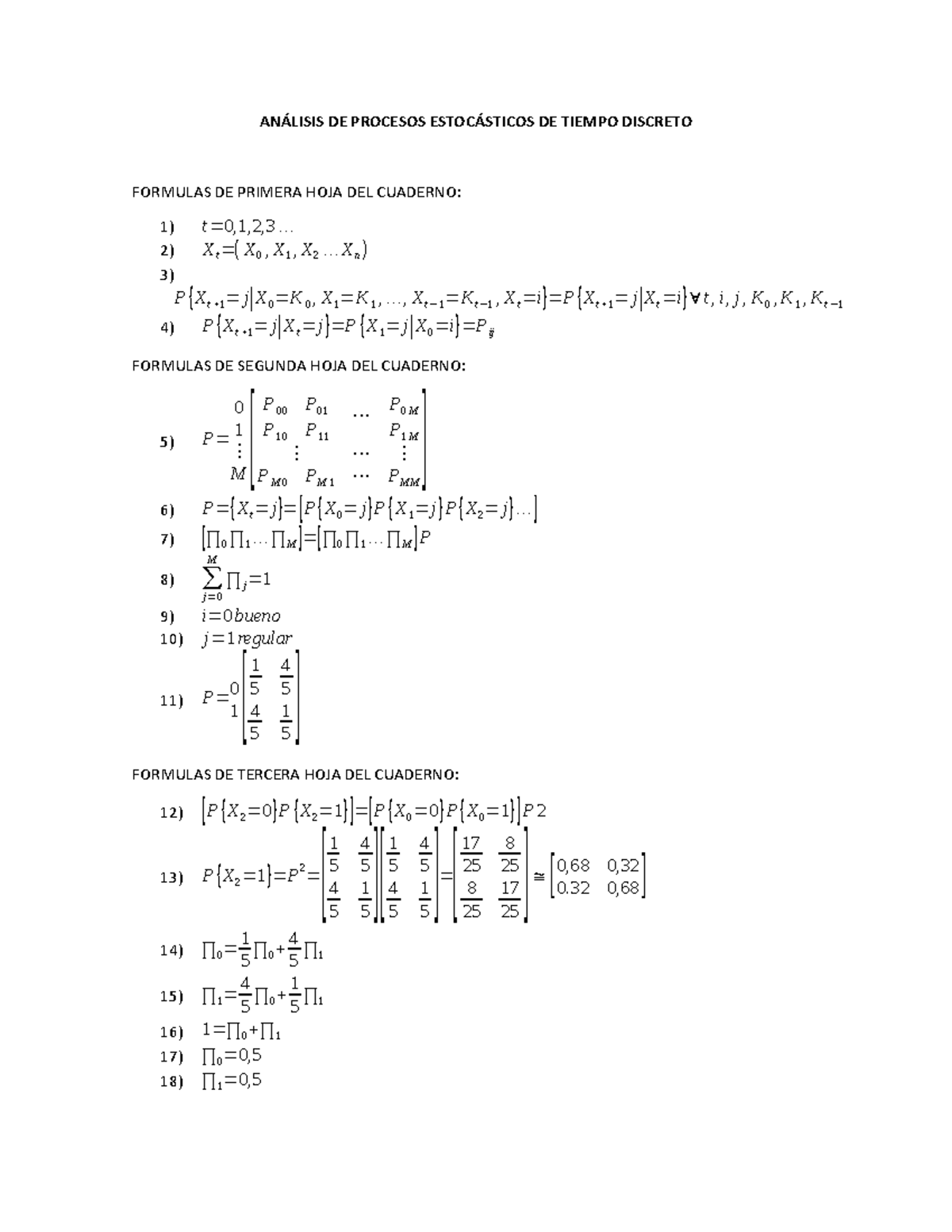 Formulas DE BONO - Nota: 5,0 - ANÁLISIS DE PROCESOS ESTOCÁSTICOS DE ...