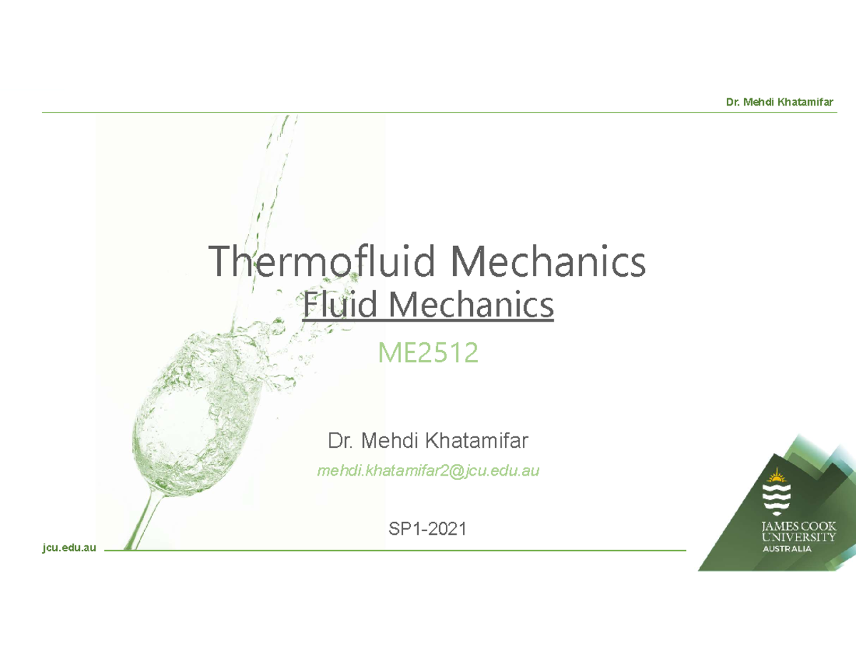 Session 3 ME2512 2021 Tutorial QA - Thermofluid Mechanics Fluid ...