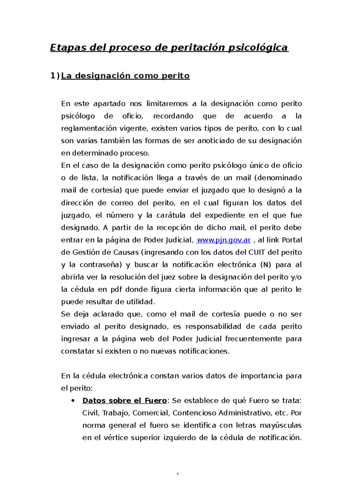 Etapas del proceso de peritación psicológica - Etapas del proceso de ...