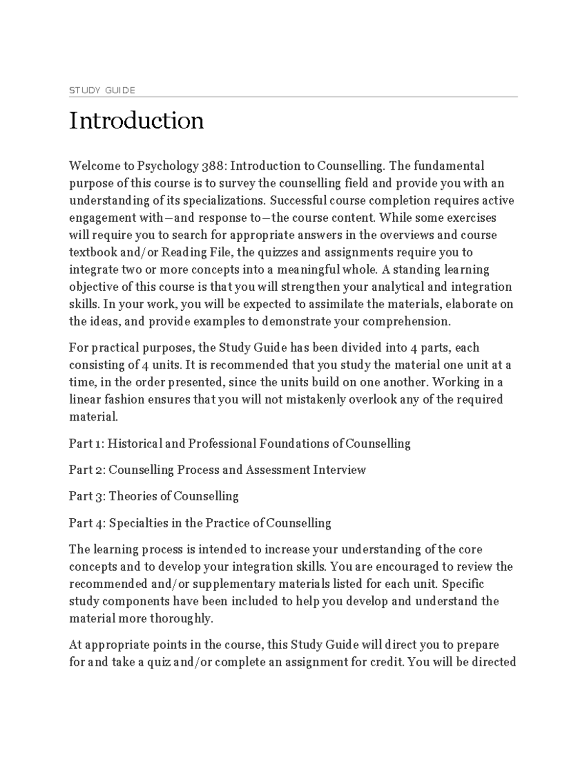 Study Guide - Syllabus with all updated information of what's expected ...