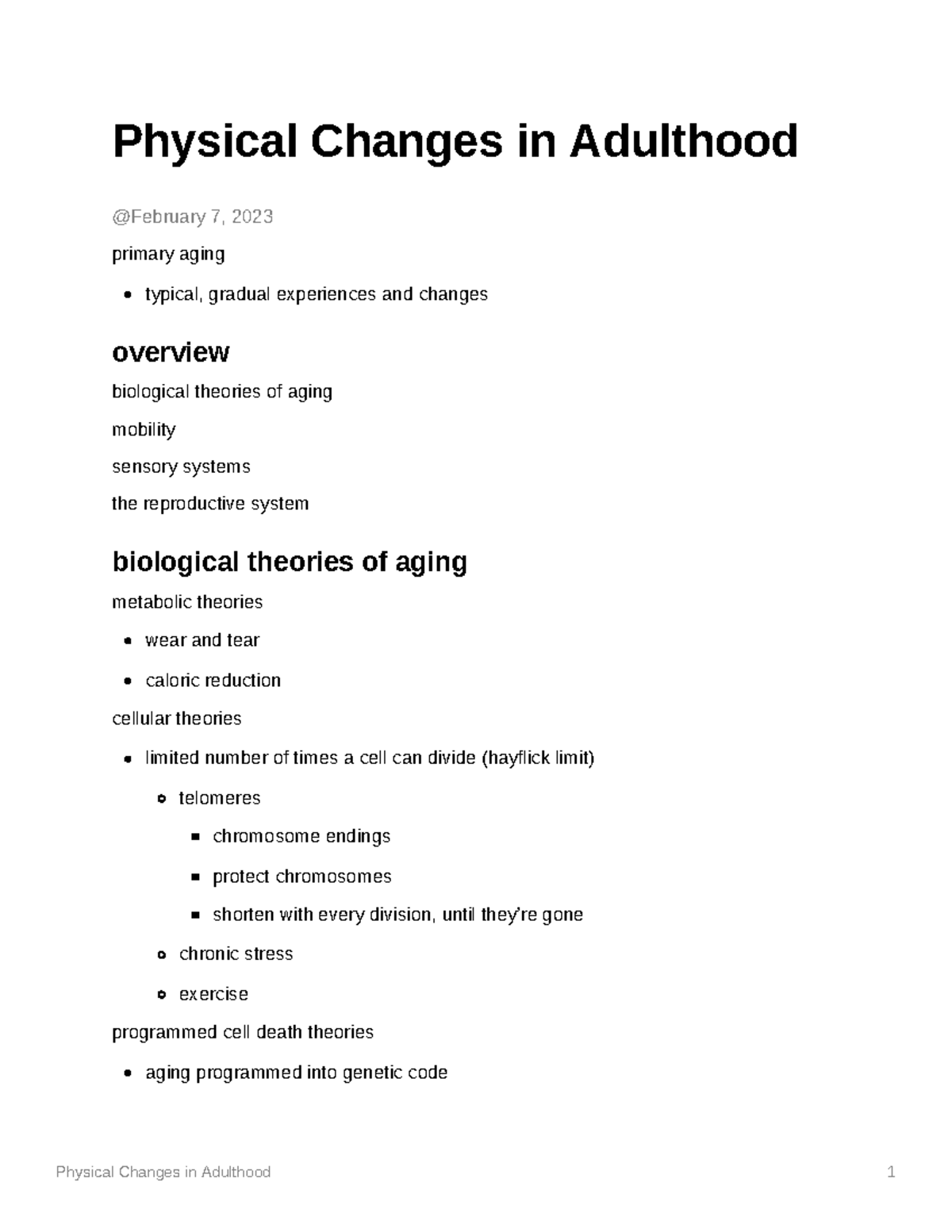 Physical changes - O'Brian - Physical Changes in Adulthood primary ...