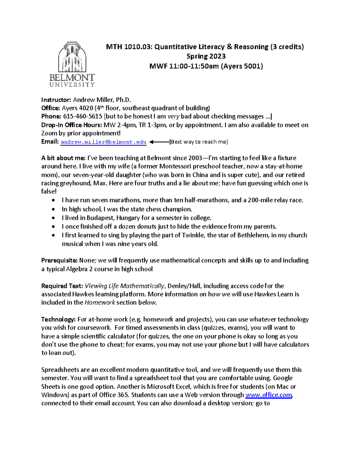 Quant Lit Syllabus - MTH 1010: Quantitative Literacy & Reasoning (3 ...