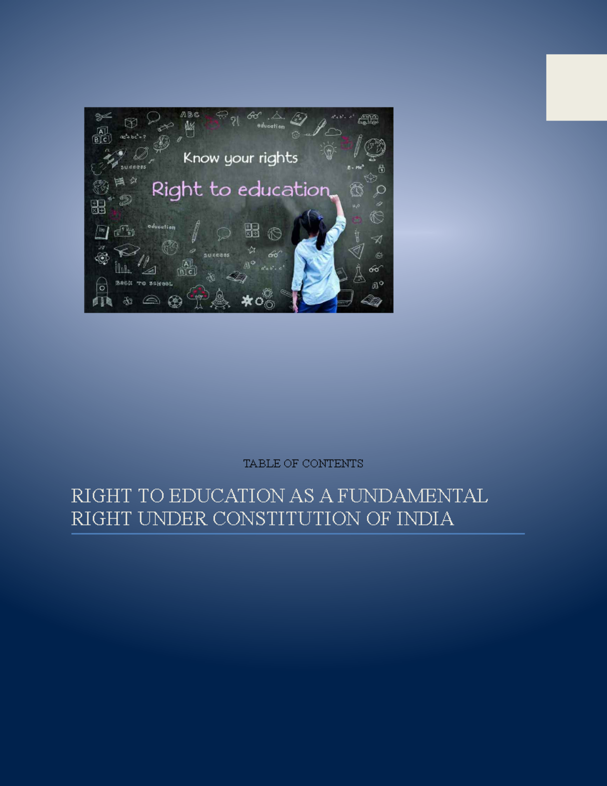Right to Education as a Fundamental Right on the Constitution of India ...