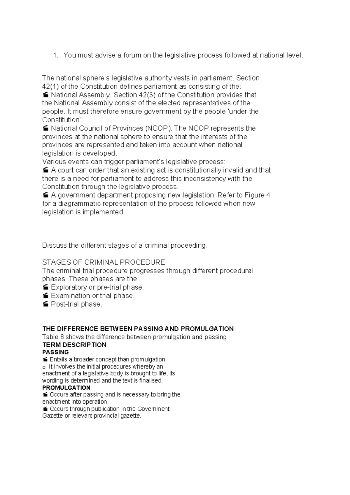 LSK152 Notes 2024 - 1. You must advise a forum on the legislative ...