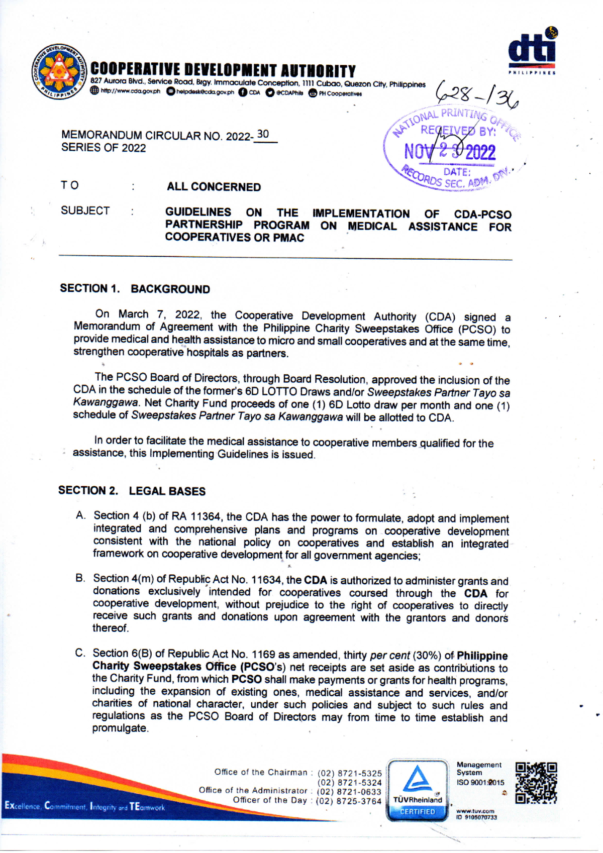 Guidelines on the Implementation of CDA-PCSO Partnership Program on ...