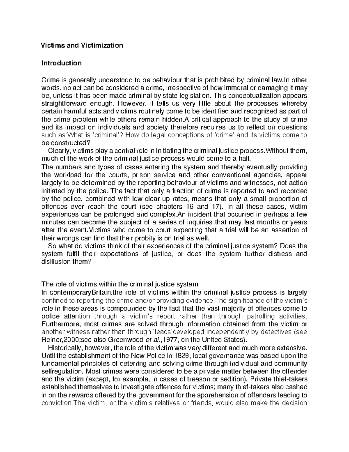 Criminology Chapter 24 - Victims and Victimization Introduction Crime ...