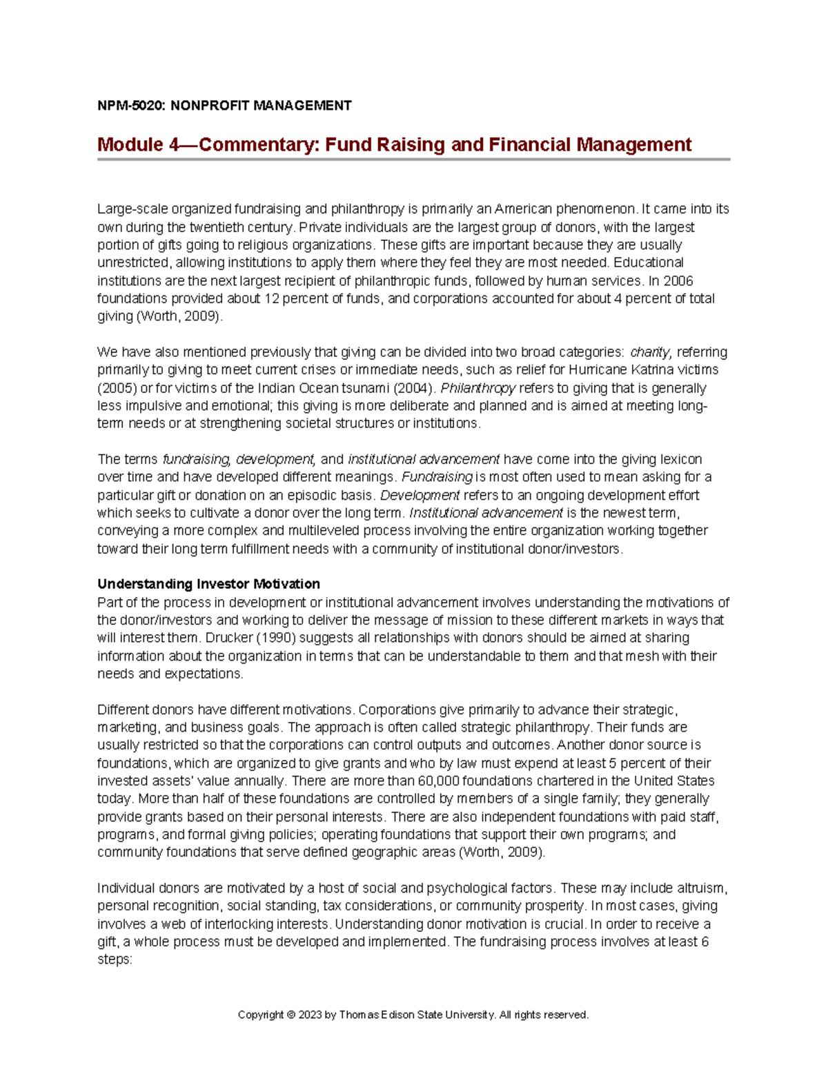 Module 4 commentary NPM-5020-jul23 - NPM-5020: NONPROFIT MANAGEMENT ...