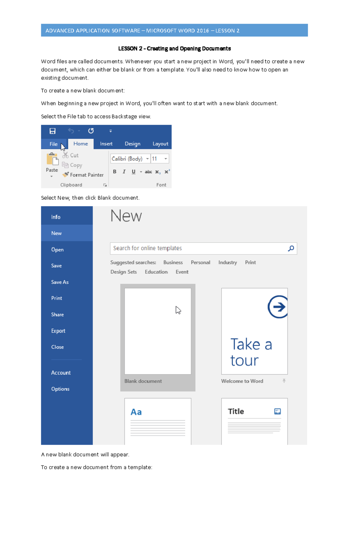 MS WORD Lesson 2 - FIRST year Second Semester - Application Software ...