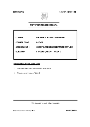 Outline Eng 2024 - Only a mere examples - LCC402 ENGLISH FOR ORAL ...