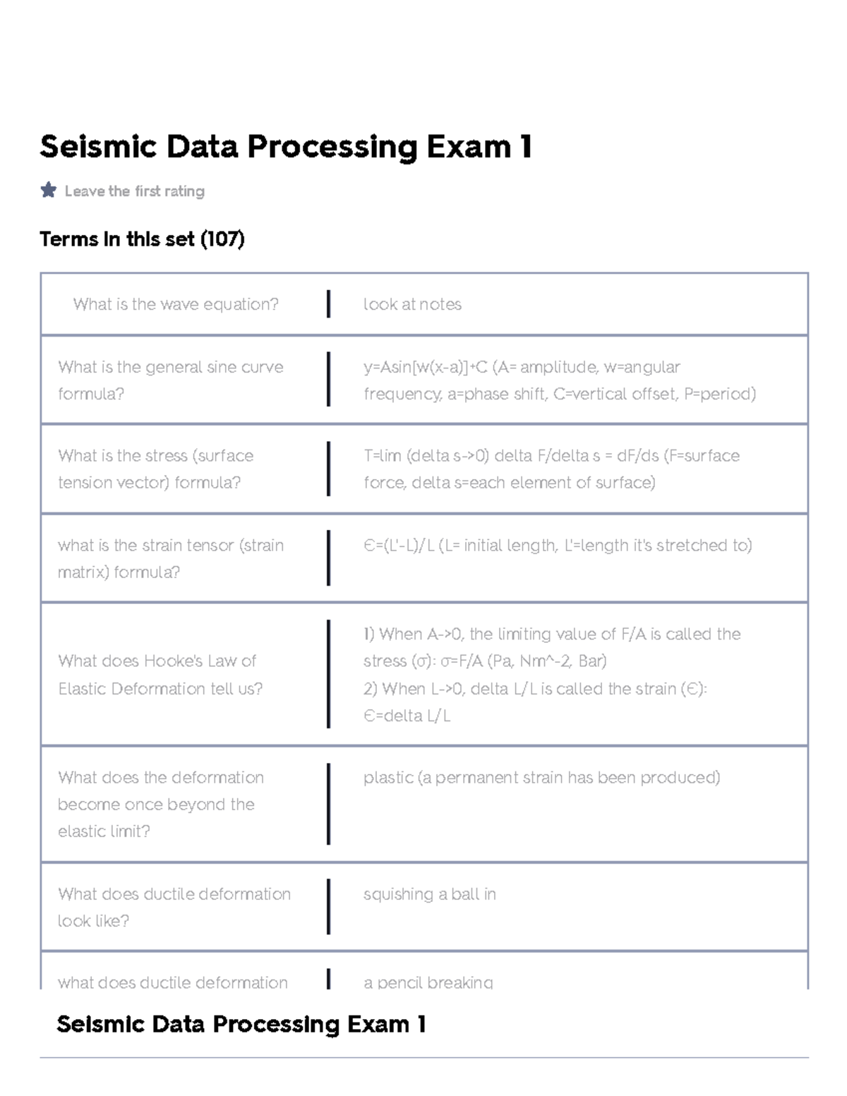 Seismic Data Processing Exam 1 Flashcards Quizlet - Seismic Data Processing Exam 1 Leave the ...