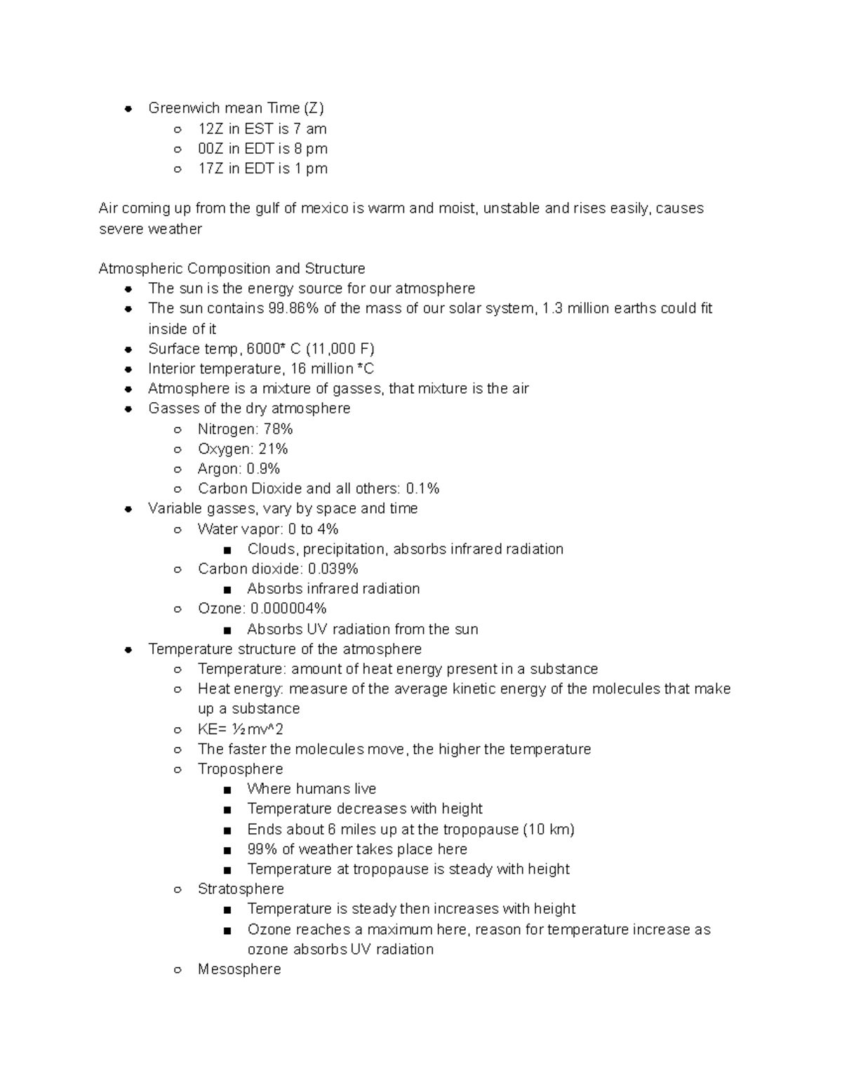 Meteorology 27 - Dan Leathers - Greenwich mean Time (Z) 12Z in EST is 7 ...
