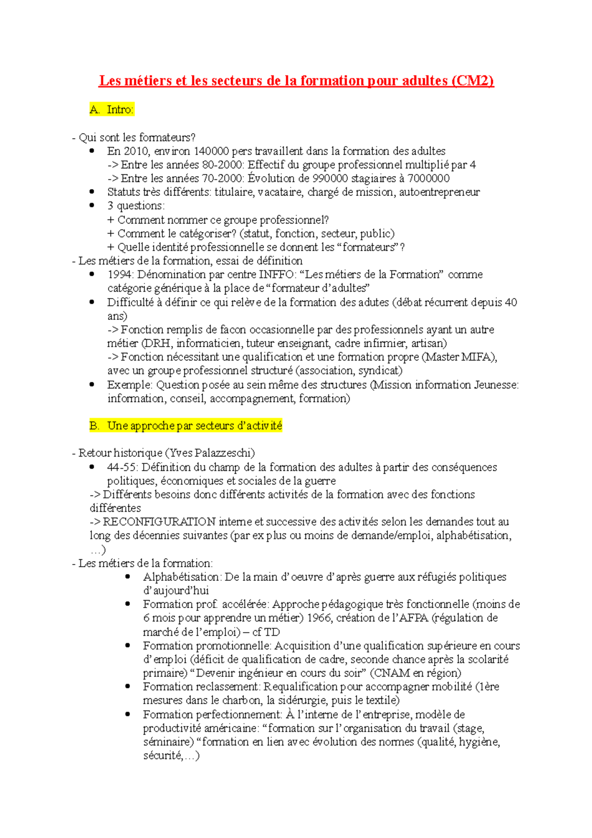 CM2-Educ - Notes de cours 2 - Les métiers et les secteurs de la ...
