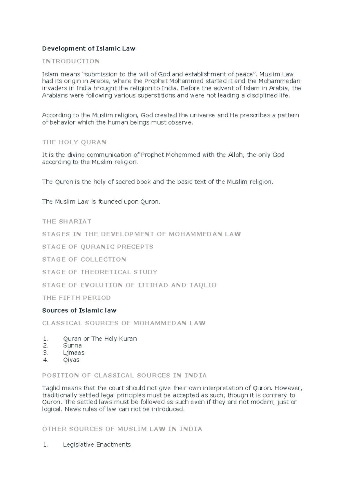 CCS University LLB Muslim Law Notes (Complete Subject) - Home3 Semester ...