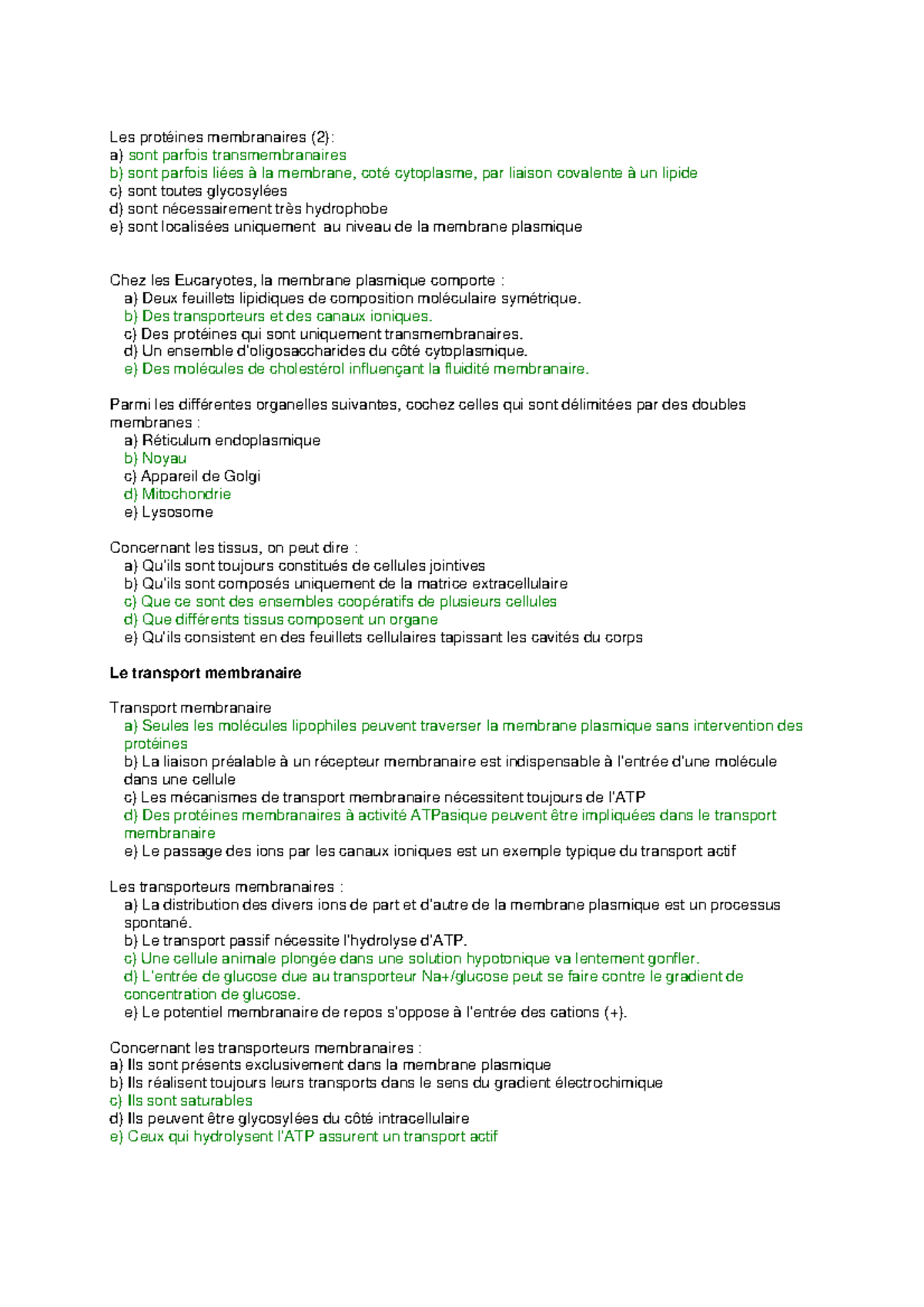 Cellbiol WEB Annales de Bio Cell QCM-1 - Les protéines membranaires (2 ...