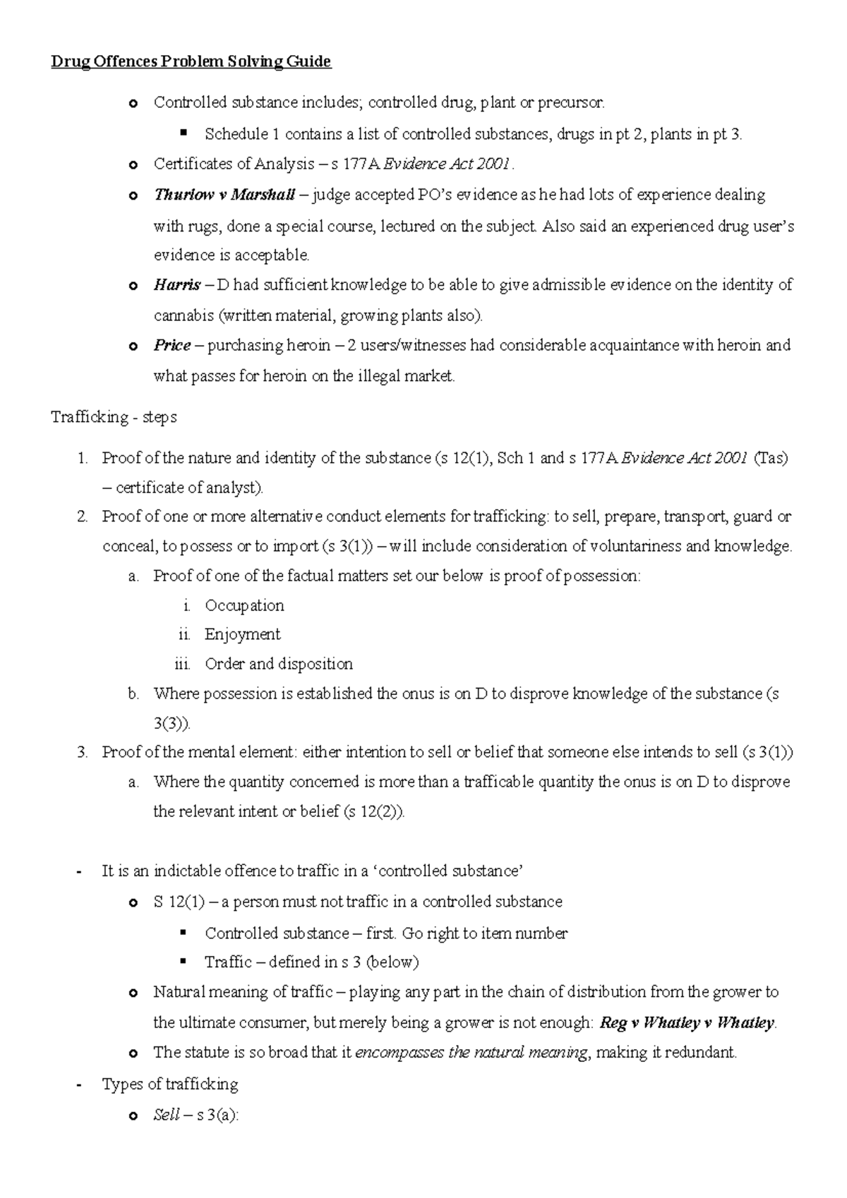 Drug Offences - Problem Solving - Drug Offences Problem Solving Guide o ...