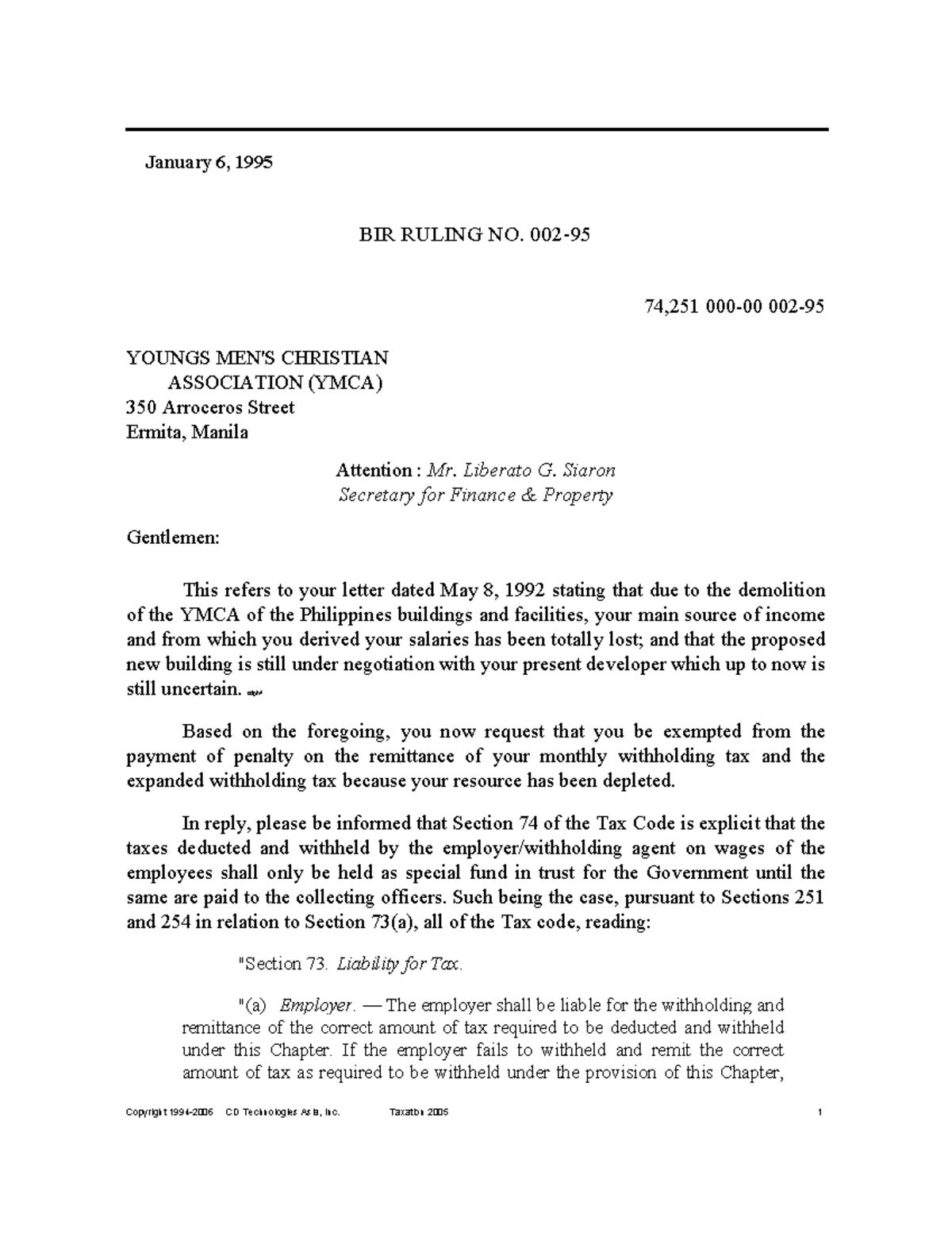 BIR Ruling 002-95 - Law book materials and documents - book - Copyright ...