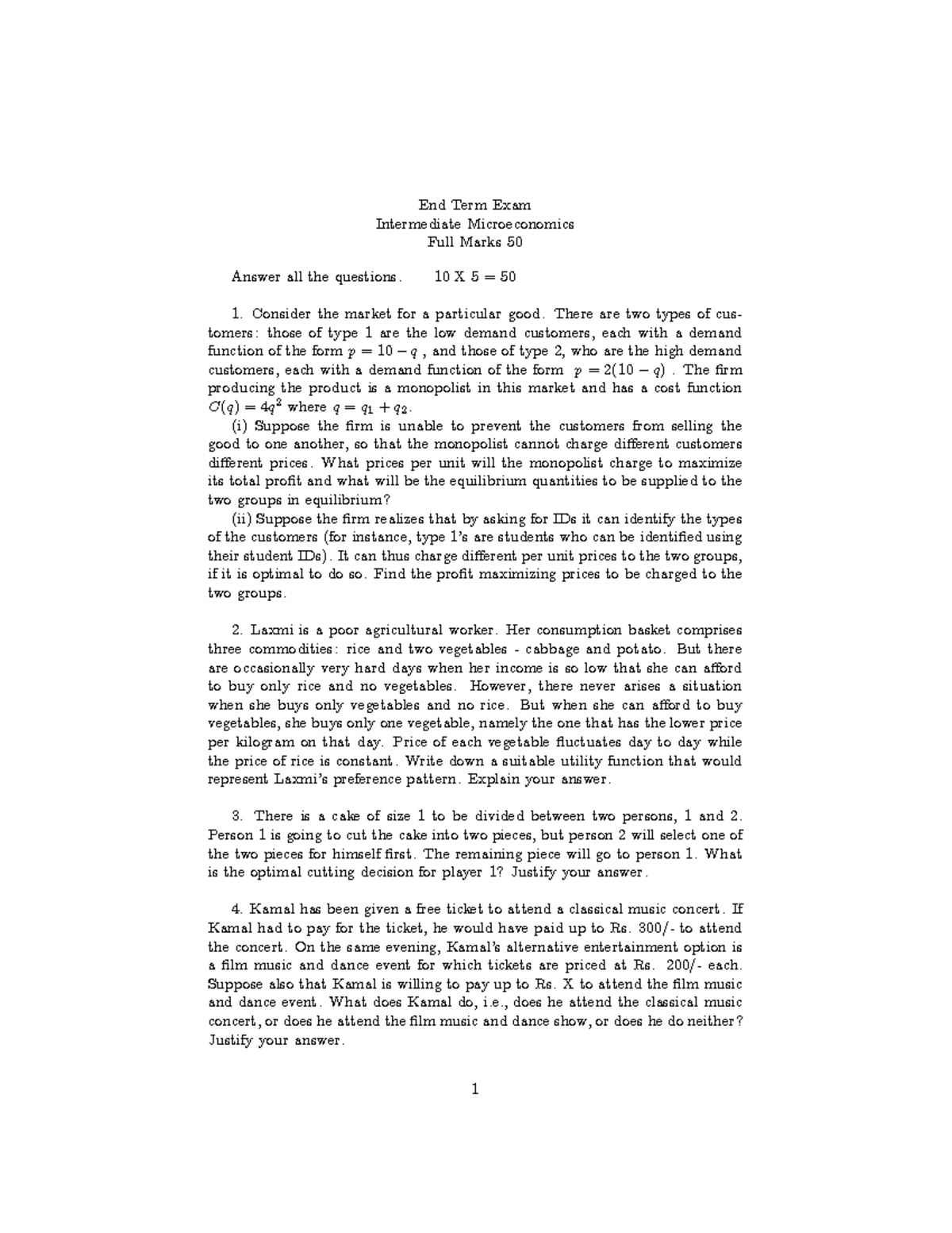 Endterm spring 2020 - sfvfkd - End Term Exam Intermediate ...