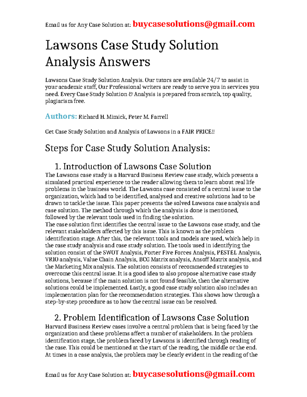 Lawsons Case Study Solution Analysis - Lawsons Case Study Solution ...