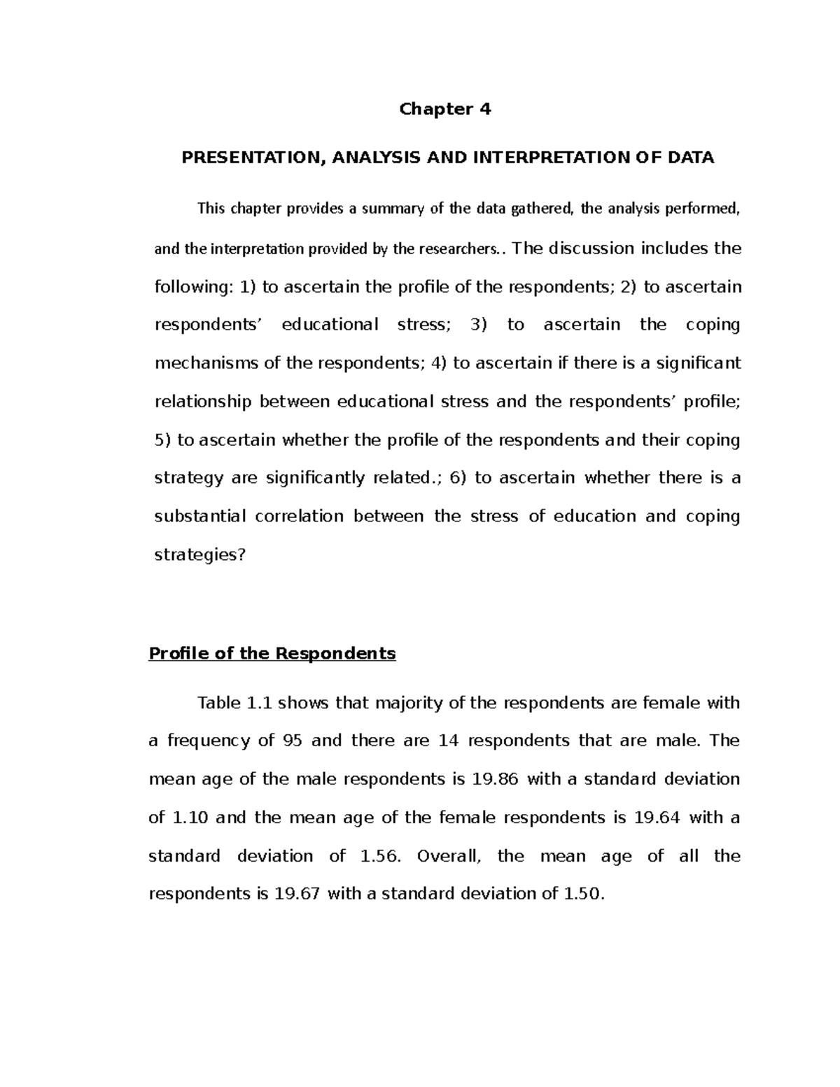 Chapter-4-Paraphrased 101 - Chapter 4 PRESENTATION, ANALYSIS AND ...