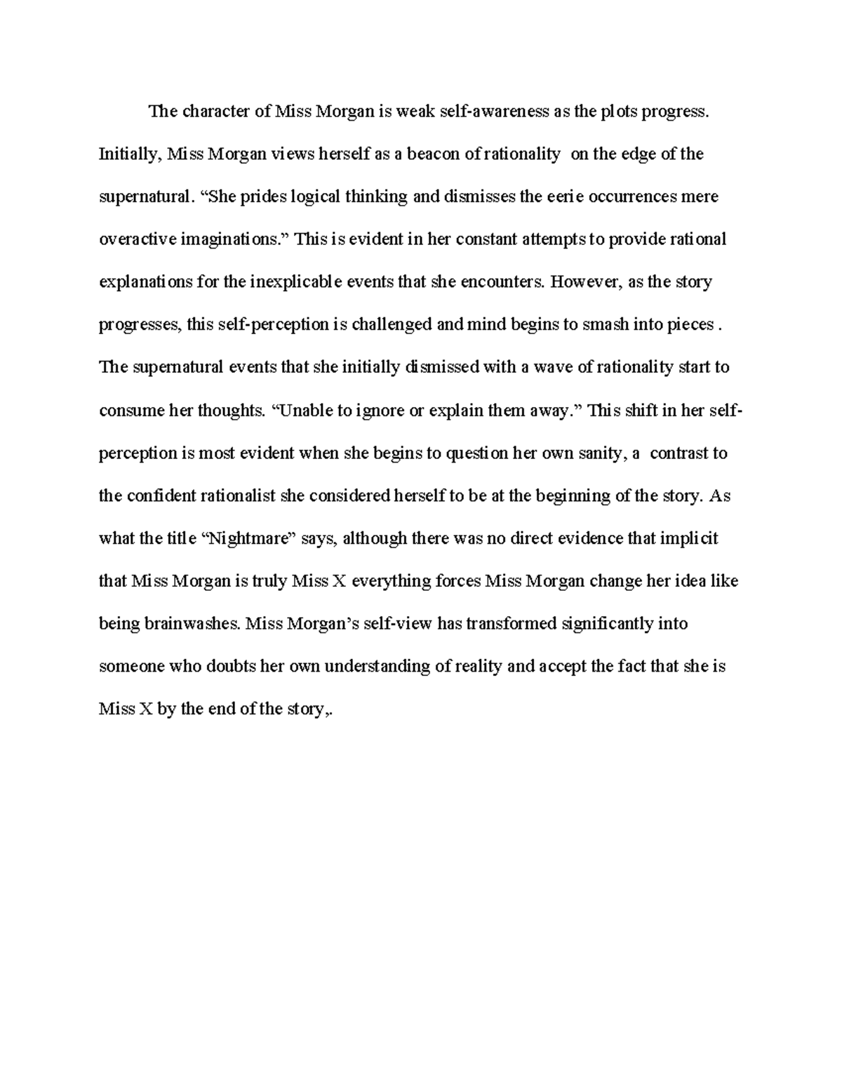 The character of Miss Morgan is intricately crafted with a self - The ...