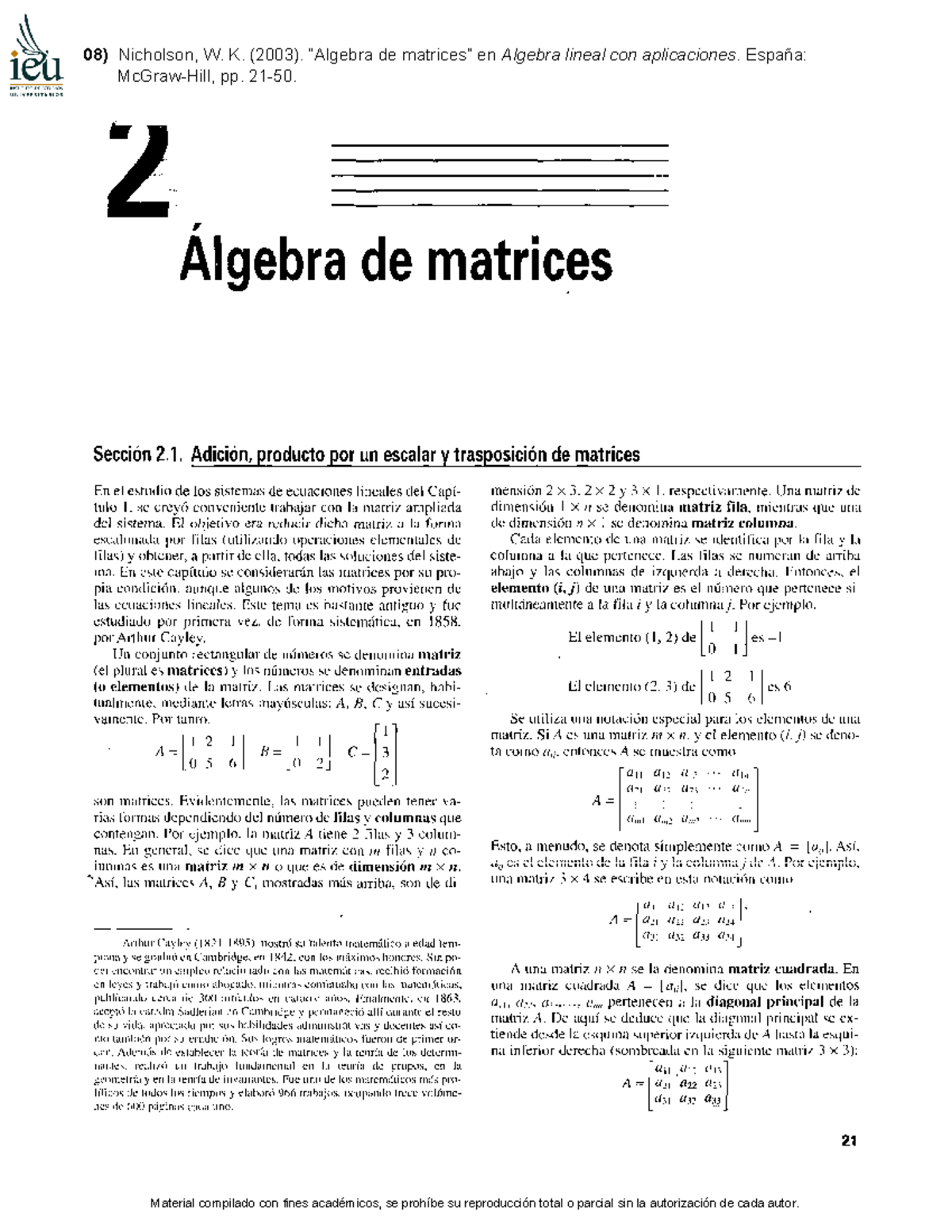 Unidad 3 Lectura base 2 - ALGEBRA LINEAL - 08) Nicholson, W. K. (2003 ...