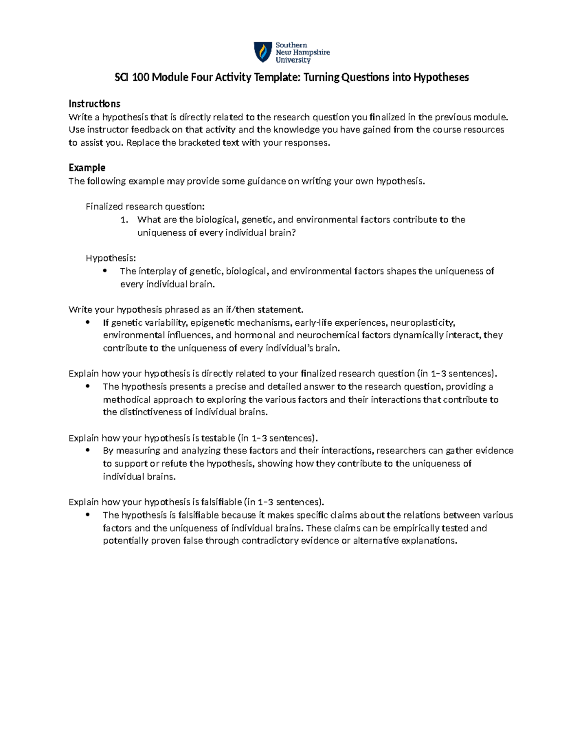 SCI 100 Module 4 - SCI 100 Module Four Activity Template: Turning ...