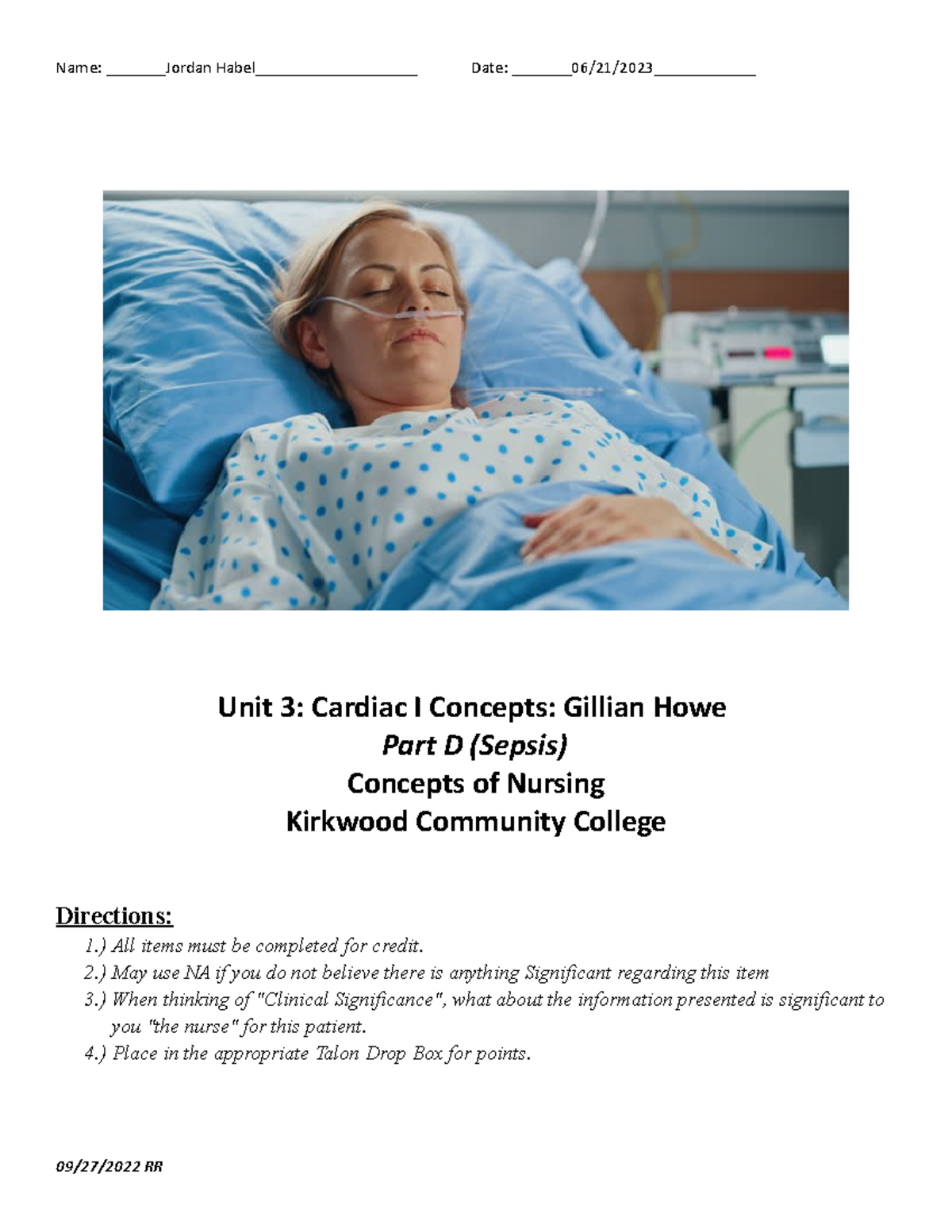 Gillian Howe Case Study Part D - Name: Jordan Habel____________ Date ...