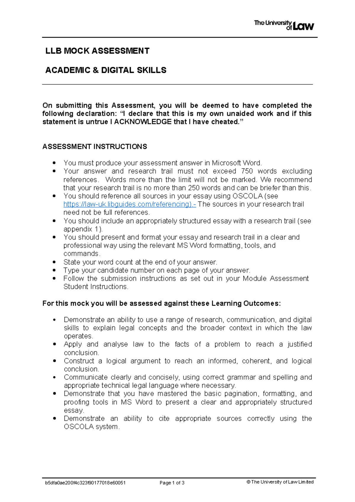 2324 ads ce02 mock assessment - LLB MOCK ASSESSMENT ACADEMIC & DIGITAL ...