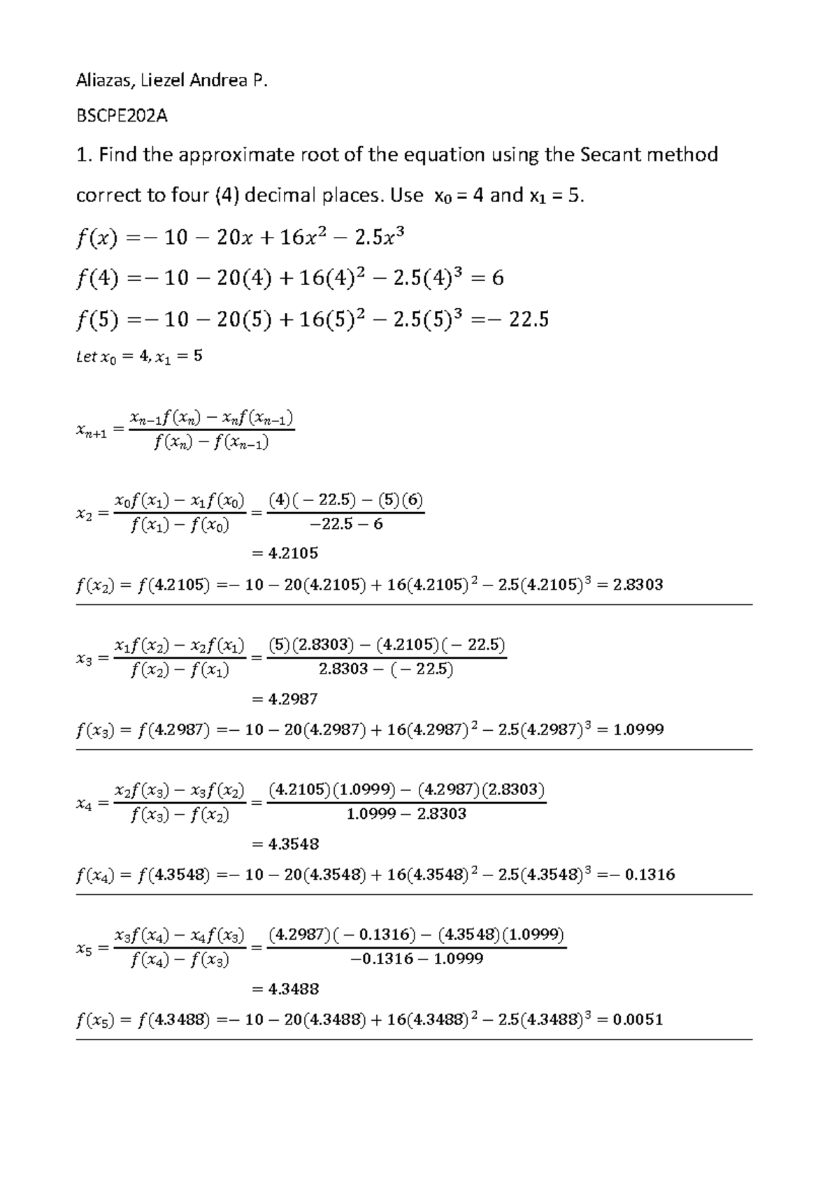 07 Task Performance 1 - Find the approximate root of the equation using ...