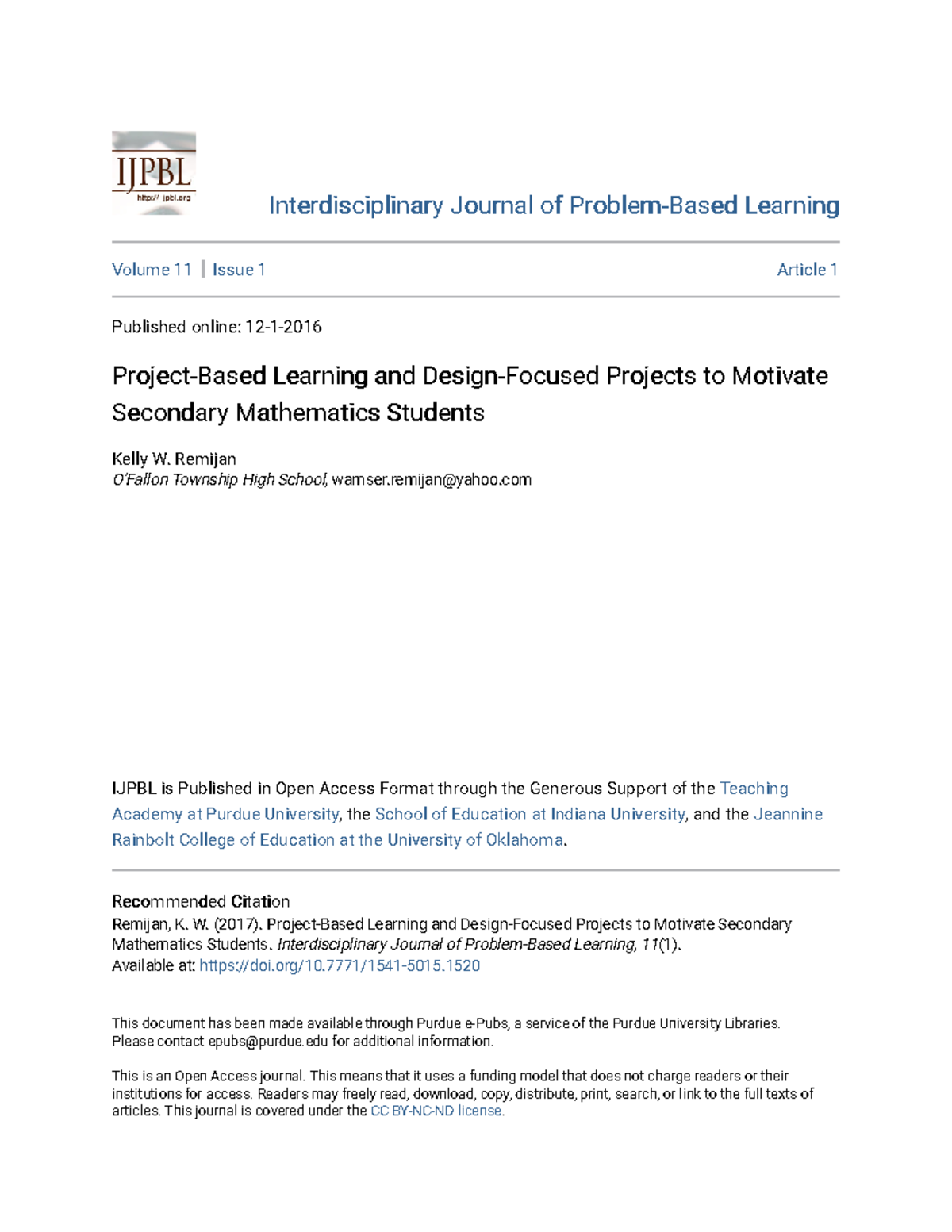 Project-Based Learning and Design-Focused Projects to Motivate Se ...