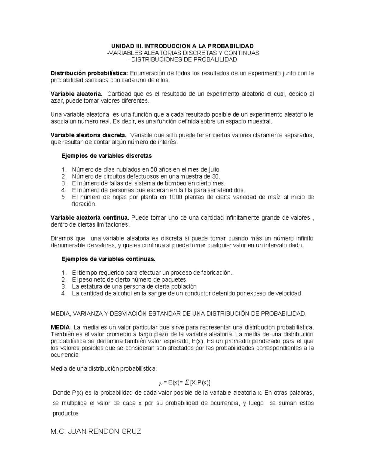 Modelos DE Distrib PROB 2024 - UNIDAD III. INTRODUCCION A LA ...