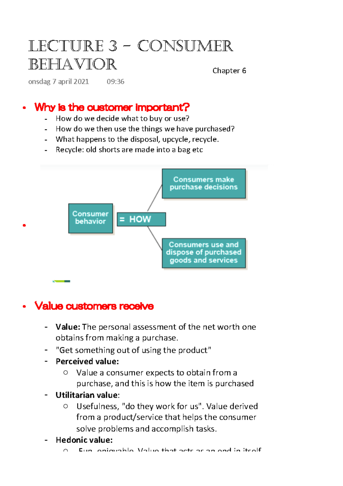 Lecture 3 - Consumer behavior - Chapter 6 Why is the customer important ...