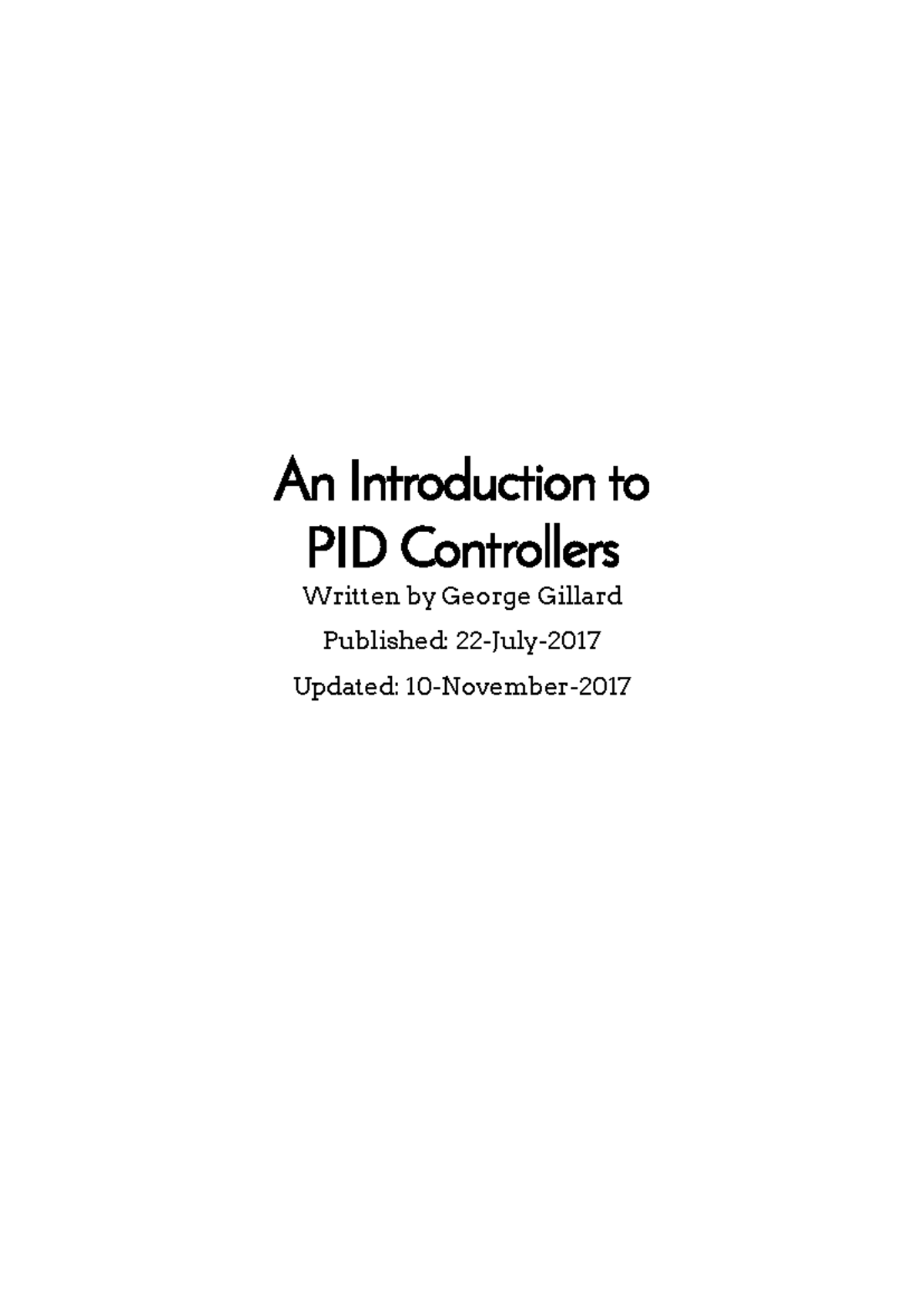 Introduction to pid controllers ed2 - An Introduction to PID Controllers Written by George ...