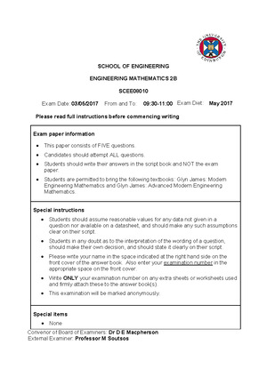 Tutorial 3 - SCEE08009 Engineering Mathematics 2B Tutorial 3 Questions ...