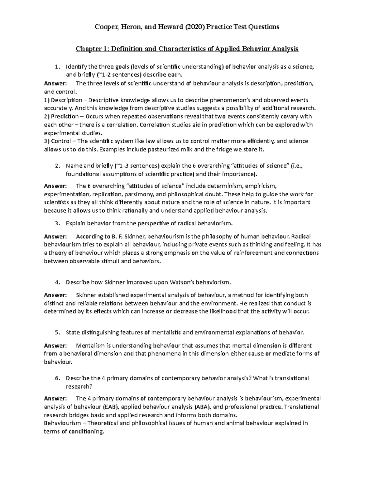 Cooper et al. Ch 1 Practice Test Questions - Cooper, Heron, and Heward ...