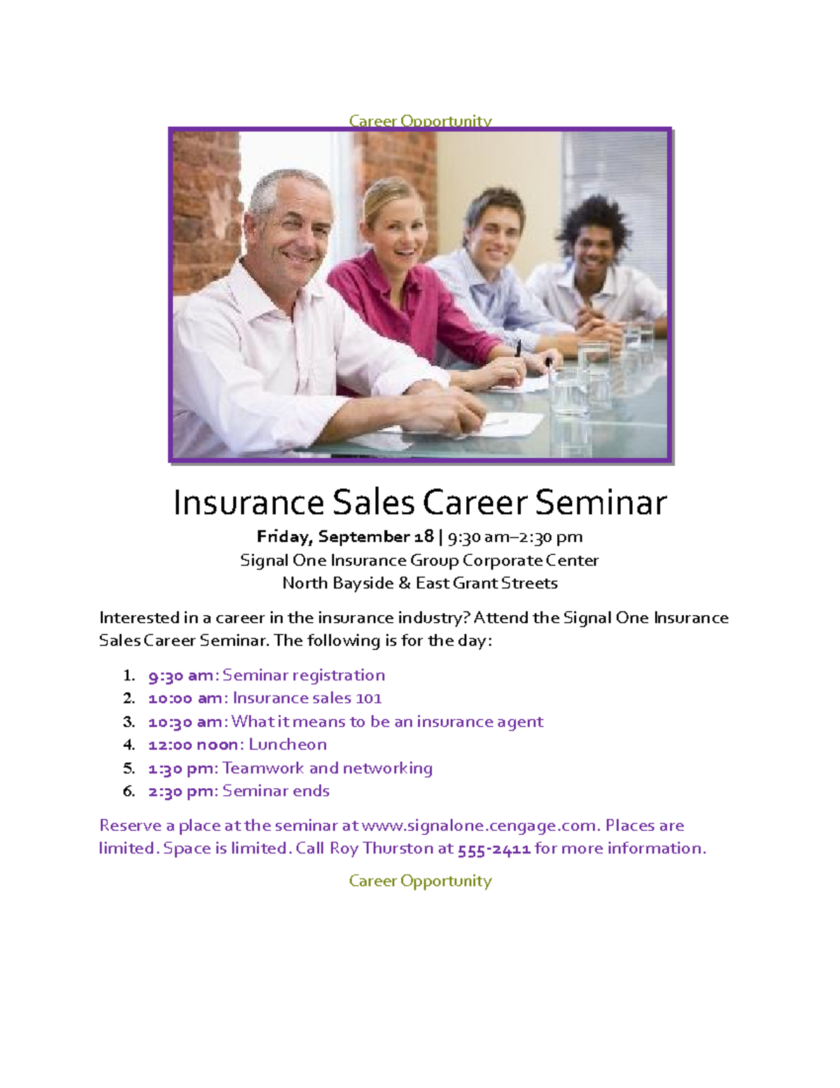 Document 1 - i;i - Career Opportunity Insurance Sales Career Seminar ...