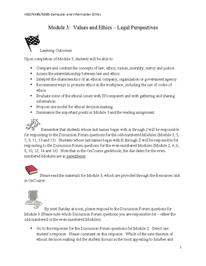 Module 4 - ठ⃚ 1ठ⃚ Module 4: Values and Ethics – Cultural Perspectives Learning Outcomes Upon ...